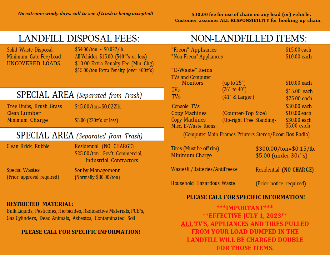 Fees – Harrison County Landfill