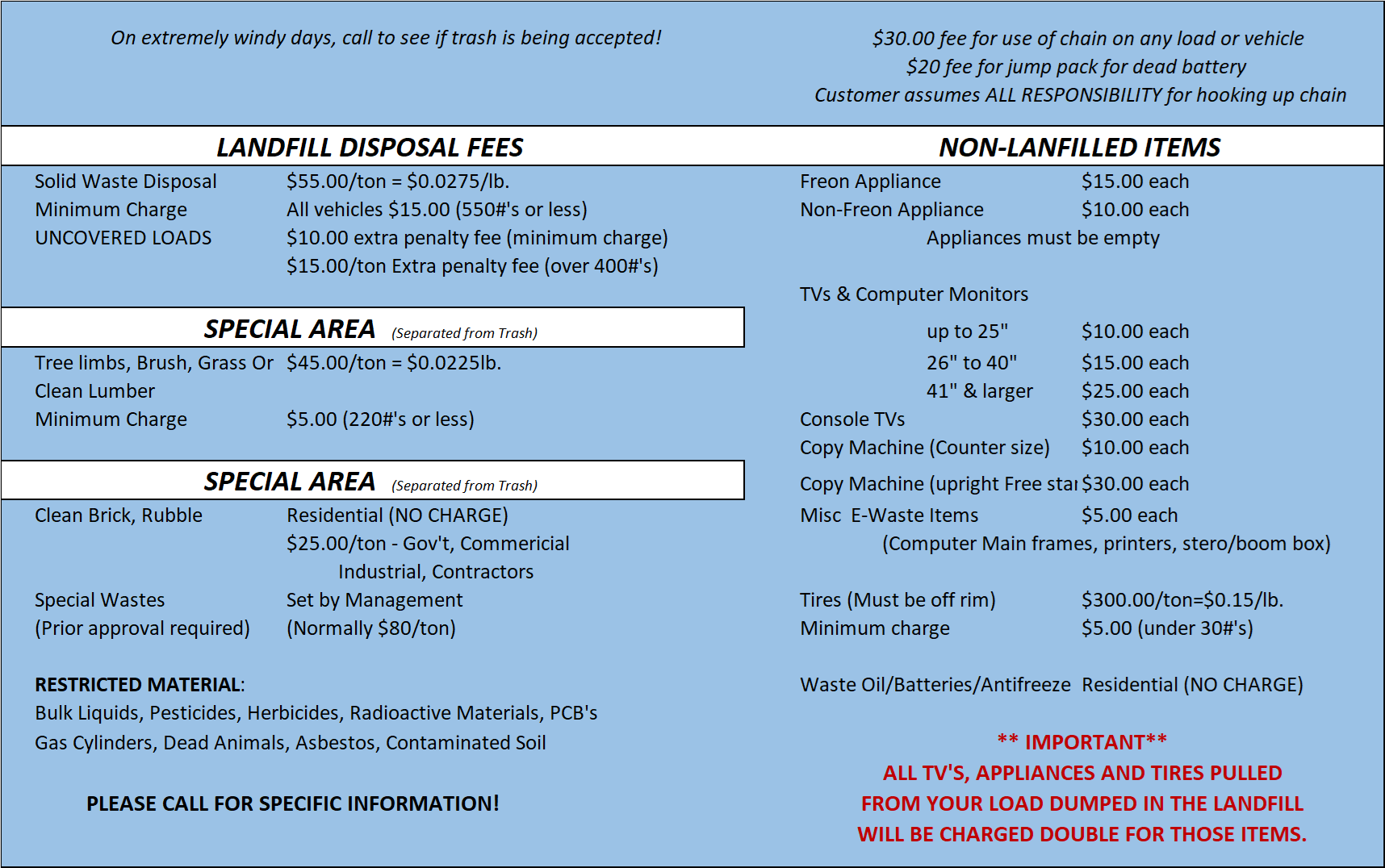 Fees – Harrison County Landfill